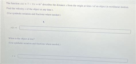Solved The Function S T T T Describes The Distance S Chegg Com