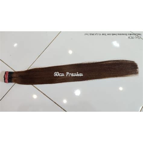 Jual Hair Extension Rambut Sambung Asli 60cm Coklat Premium Shopee