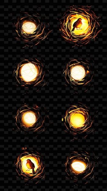 Premium Psd Lines Of Nest Icons With Pulsating Luminescence And 8 Bit