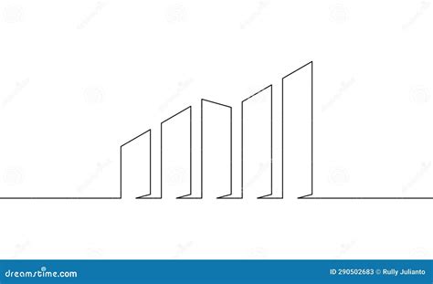 Continuous Line Drawing Of Graph Illustration Vector Of Bar Chart