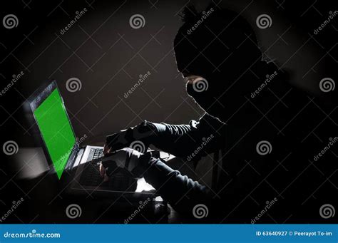 Robber Man Hacking Computer Stock Image Image Of Mask Hacker 63640927