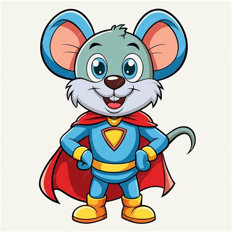 Adorable Cartoon Vector Illustration Of A Super Hero Mouse With