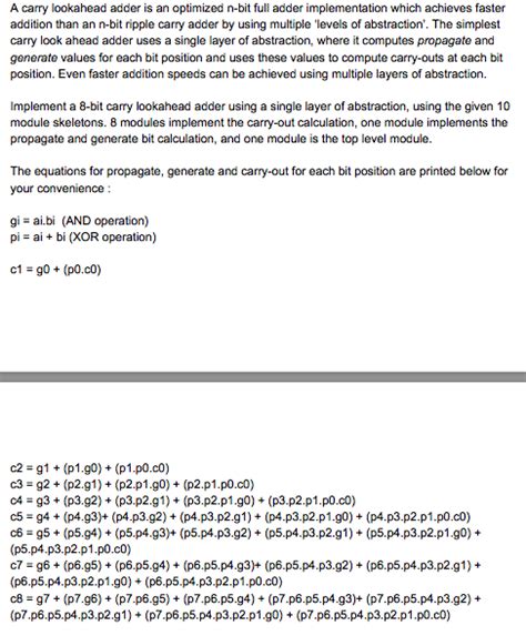 A Carry Lookahead Adder Is An Optimized N Bit Full Chegg