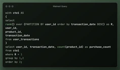 How To Query On Walmart User Transactions Nikhil Posted On The