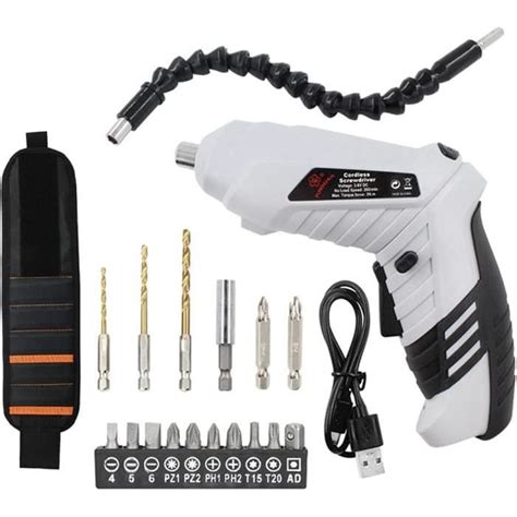 3 6 V Perceuse Électrique Sans Fil Avec 1300 Ma 20 Accessoires Batterie