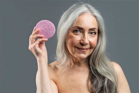 Premium Photo Smiling Retired European Naked Female With Gray Hair