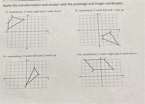 Solved Apply The Transformation And Answer With The Preimage And Image