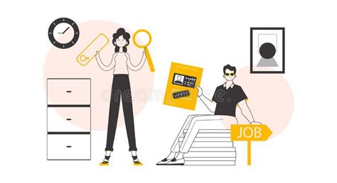 The Concept Of Finding Employees Minimalistic Linear Style Vector
