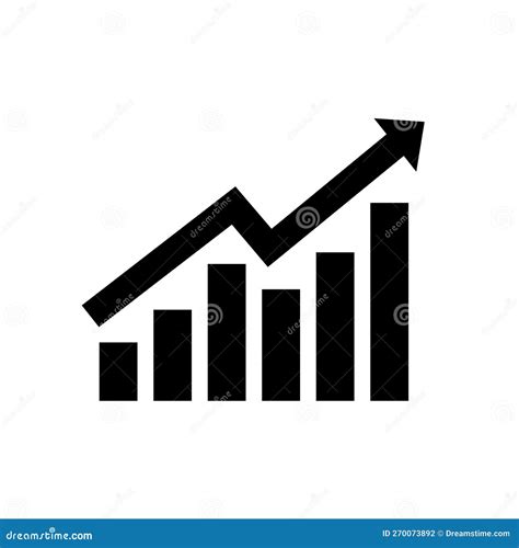 Chart Graph Black Icon Graph Growth With Arrow Isolated On White Background Hologram Positive