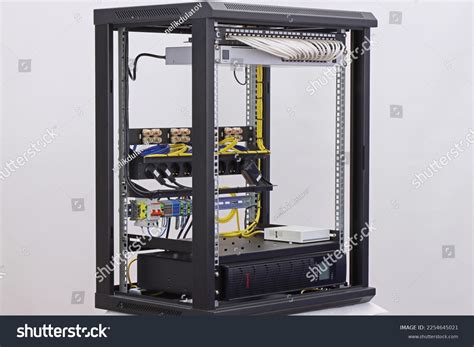 Telecommunication Rack Organization Ethernet Connection Data Stock