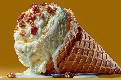 견과류가있는 아이스크림 콘