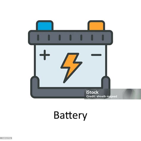 Icônes De Contour De Remplissage Vectoriel De Batterie Stock Simple