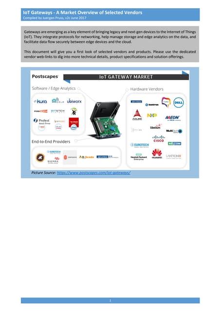 Iot Gateways A Market Overview Of Selected Vendors V2d July 2017 Pdf