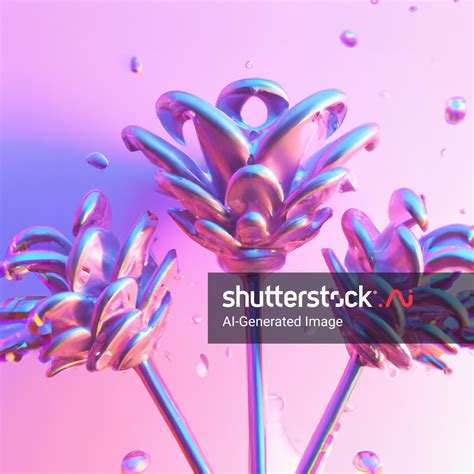 Metallic 3d Image Cirstal Flowers Water Ai Generated Image 2366983699