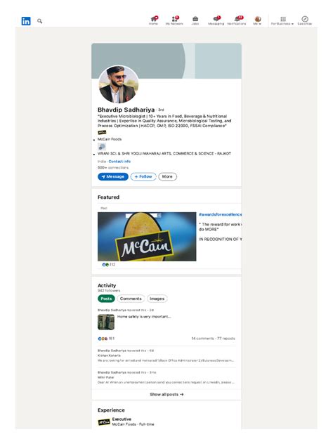 Bhavdip Sadhariya Linkedin Pdf Food Safety Food Science