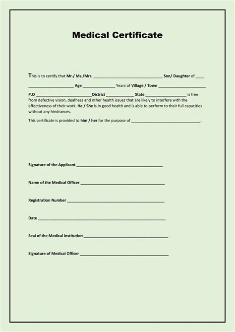 Sample Medical Certificate Letter From Doctor