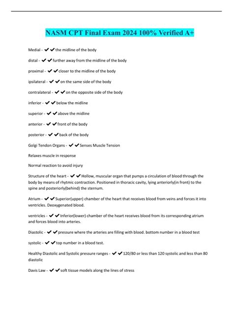nasm cpt full test bank 2024 complete exams questions and answers