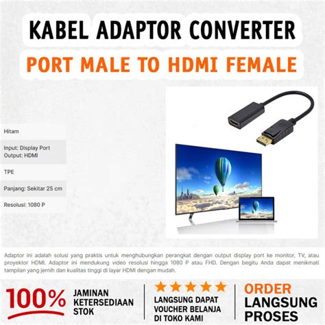 Kabel Adaptor Converter Display Port Male To Hdmi Female Lazada Indonesia