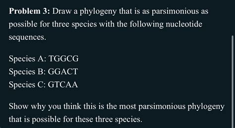 Solved Problem 3 Draw A Phylogeny That Is As Parsimonious