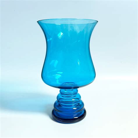 Large Turquoise Blue Glass Vase Midcentury Scandinavian Style With