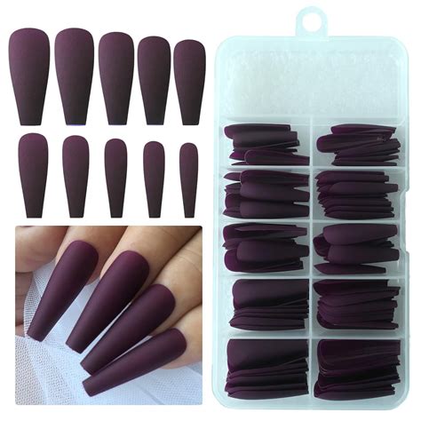 100pc Matte Coffin Press On Nails Long Ballerina Fake Nails Full Cover