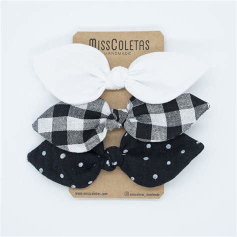 Pack De 3 Coleteros Lazo Blanco Y Negro