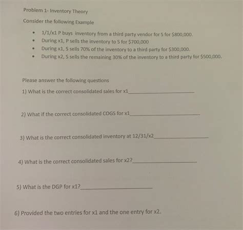 problem 1 inventory theory consider the following
