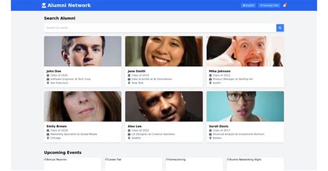 Alumni Homepage Free React Tailwind Component