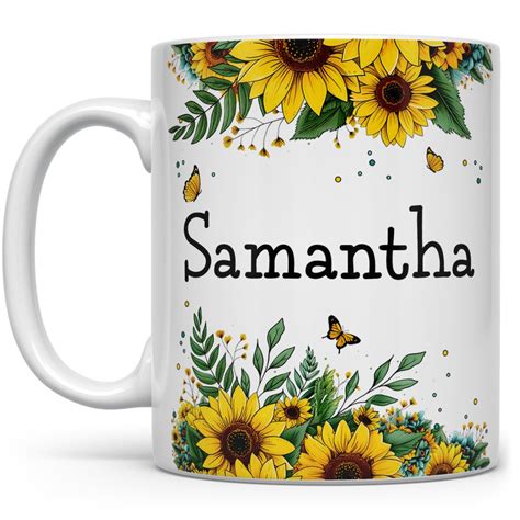 Personalized Name Sunflower Mug Custom Name Mug Loftipop
