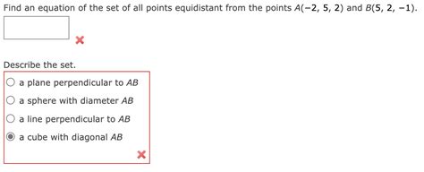 Solved Find An Equation Of The Set Of All Points Equidi
