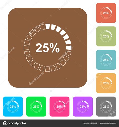 percent loaded flat icons rounded square vivid color backgrounds stock