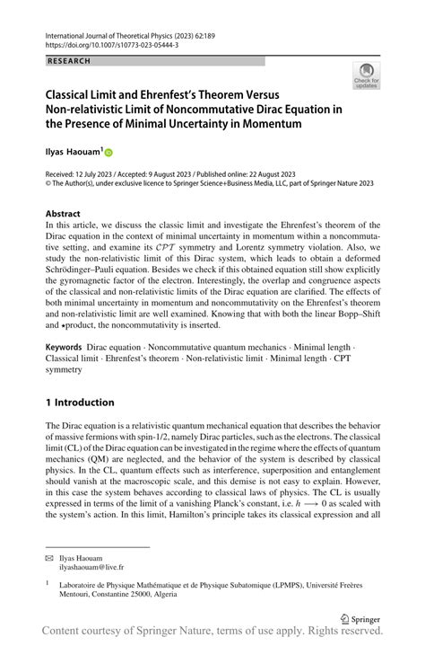 Classical Limit And Ehrenfests Theorem Versus Non Relativistic Limit