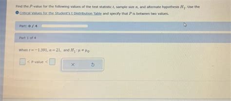solved find the p value for the following values of the test