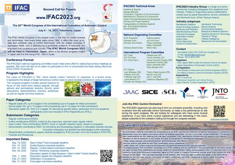 Call For Papers IFAC 2023 22nd World Congress Of The International