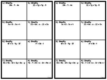 Combining Like Terms Simplifying Algebraic Expressions Notes By Ms Mathlete
