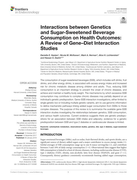 Pdf Interactions Between Genetics And Sugar Sweetened Beverage