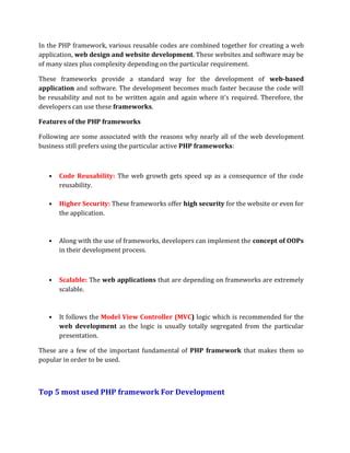 Top Advanced Php Framework In PDF