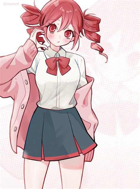 Merori Kasane Teto Utau Commentary Highres 1girl Black Skirt Blush Bow Bowtie Breasts