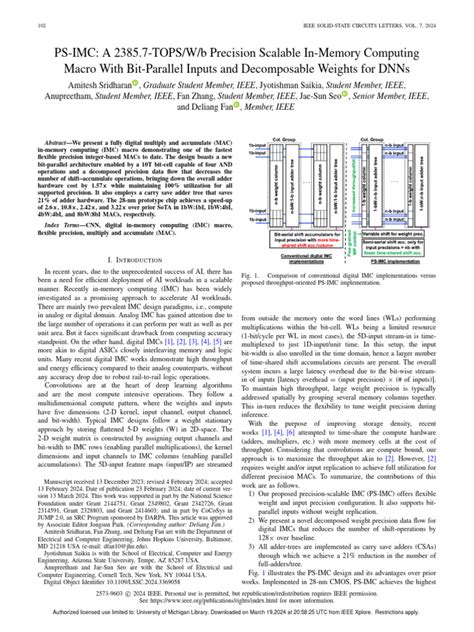 Ps Imc A 23857 Tops W B Precision Scalable In Memory Computing Macro With Bit Parallel Inputs