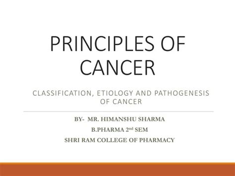 Cancer Etiology Classification And Pathophysiology Pptx