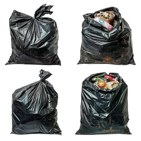 Trash Bags Set Full Plastic Garbage Containers Polyethylene Rubbish Bag