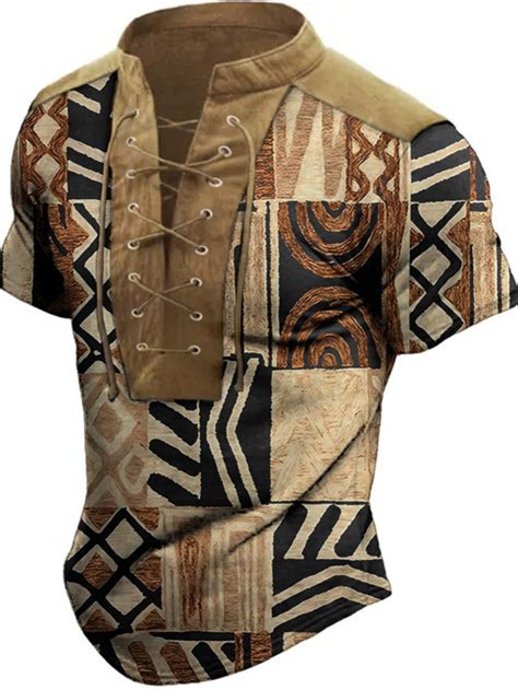 Herren T Shirt Henley Shirt Graphic Geometrisch Farbblock Ständer