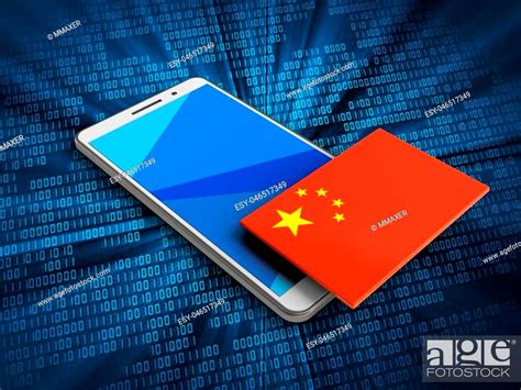 3d Illustration Of White Phone Over Digital Background With China Flag
