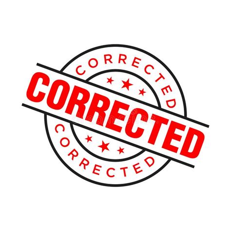 Corrected Letter Rubber Stamp Template Design Stock Vector