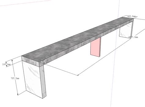 White Rectangle Solid Surface Buffet Long Table