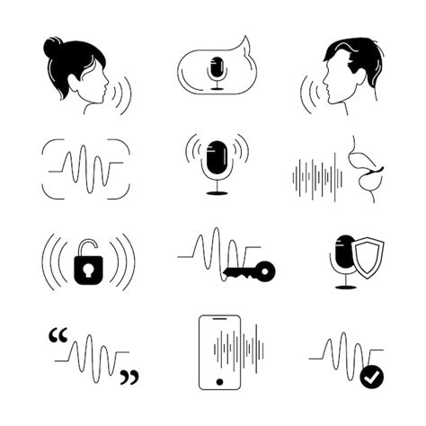 Premium Vector Voice Id Tech Icons Simple Set Of Biometric Scan Or Voice Control Voice Or