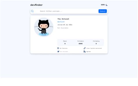 Frontend Mentor Github User Search App Coding Challenge Solution