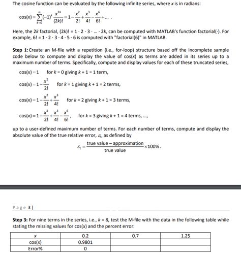 Solved The Cosine Function Can Be Evaluated By The Following Chegg