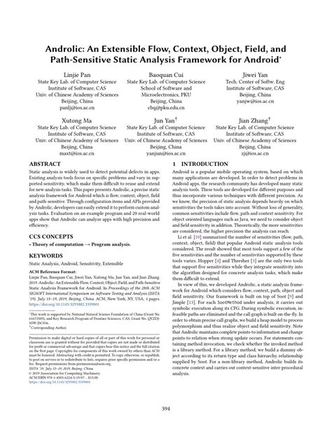 Pdf Androlic An Extensible Flow Context Object Field And Path