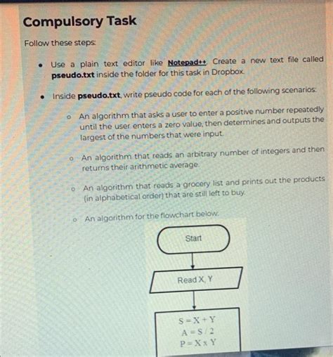 Solved Compulsory Task Follow These Steps Use A Plain Chegg